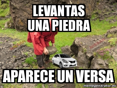 Meme Personalizado - LEVANTAS UNA PIEDRA APARECE UN VERSA - 29564453