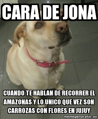 Meme Personalizado - Cara de jona Cuando te hablan de recorrer el ...