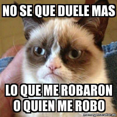 Meme Grumpy Cat - No se que duele mas Lo que me robaron o quien me robo ...