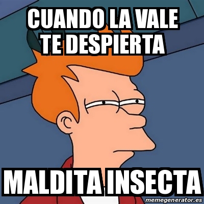 Meme Futurama Fry - Cuando la vale te despierta Maldita insecta - 29949221