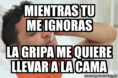 Meme Personalizado - mientras tu me ignoras la gripa me quiere llevar a ...