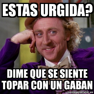Meme Willy Wonka - estas urgida? Dime que se siente topar con un gaban ...