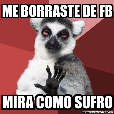 Meme Chill Out Lemur - Me borraste de fb mira como sufro - 3539215
