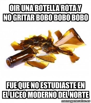 Meme Personalizado - OIR UNA BOTELLA ROTA Y NO GRITAR BOBO BOBO bobo ...