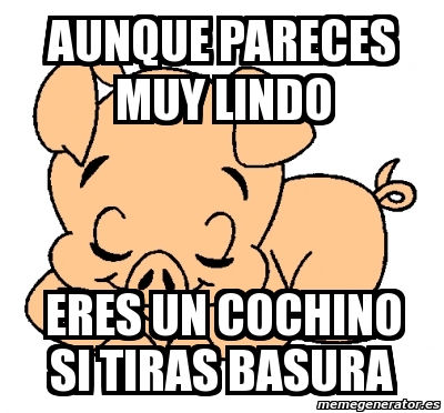 Meme Personalizado - Aunque pareces muy lindo eres un cochino si tiras ...