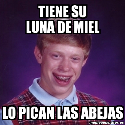 Meme Bad Luck Brian - tiene su luna de miel lo pican las abejas - 3090695