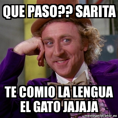 Meme Willy Wonka - que paso?? sarita te comio la lengua el gato jajaja ...