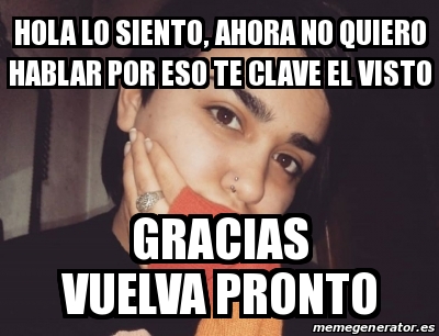 Meme Personalizado - HOLA lo siento, ahora no quiero hablar por eso te ...