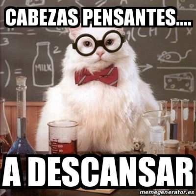 Meme Chemistry Cat - Cabezas pensantes.... A descansar - 30644740
