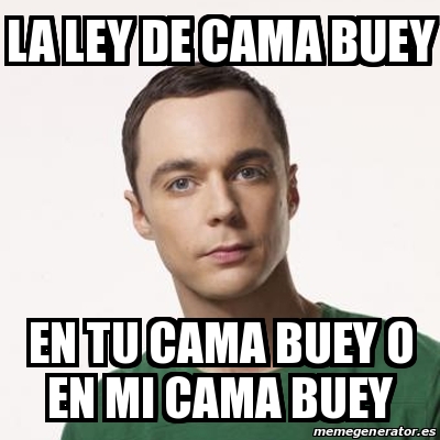 Meme Sheldon Cooper - LA LEY DE CAMA BUEY EN TU CAMA BUEY O EN MI CAMA ...