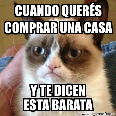 Meme Grumpy Cat - Cuando querÃ©s comprar una casa Y te dicen esta ...