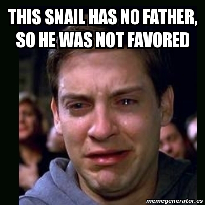 Meme crying peter parker - This snail has no father, so he was not ...
