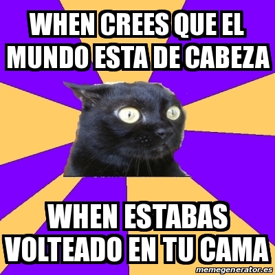 Meme Anxiety Cat - When crees que el mundo esta de cabeza when estabas ...
