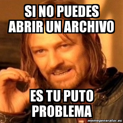 Meme Boromir - si no puedes abrir un archivo es tu puto problema - 30817534