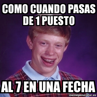 Meme Bad Luck Brian - como cuando pasas de 1 puesto Al 7 en una fecha ...