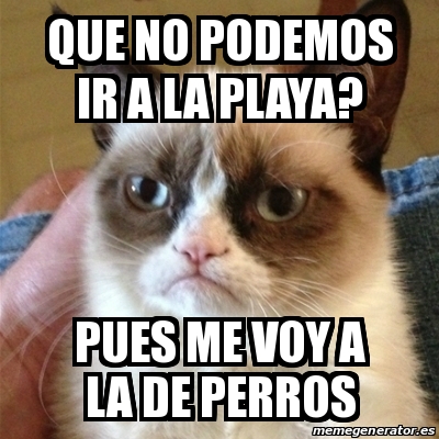 Meme Grumpy Cat - Que no podemos ir a la playa? Pues me voy a la de ...