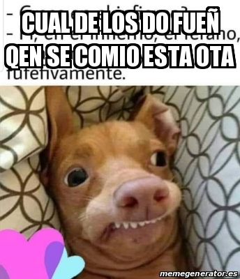 Meme Personalizado - Cual de los do fueÃ± qen se comio esta ota - 30937410