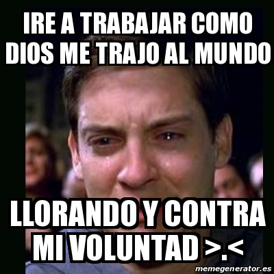 Meme crying peter parker - Ire a trabajar como dios me trajo al mundo ...