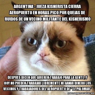 Meme Grumpy Cat - argentina - jueza kisnerista cierra aeropuerto en ...