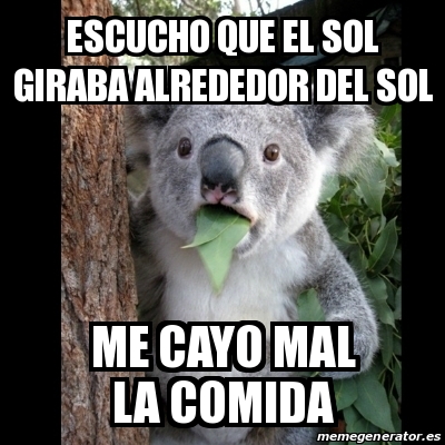 Meme Koala - escucho que el sol giraba alrededor del sol me cayo mal la ...