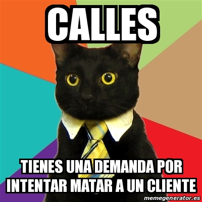 Meme Business Cat - Calles Tienes una demanda por intentar matar a un ...