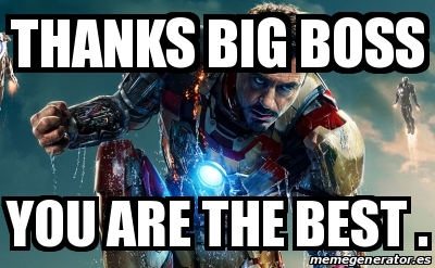 Meme Personalizado - Thanks Big Boss You are the best . - 31142385