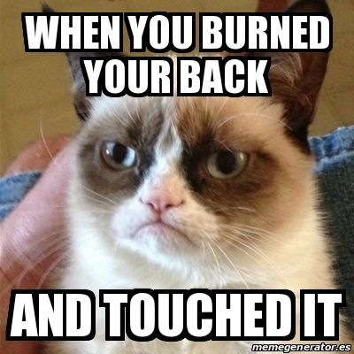 Meme Grumpy Cat - when you burned your back and touched it - 31157987