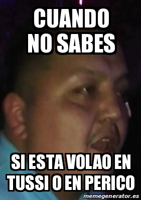 Meme Personalizado - Cuando no sabes Si esta volao en tussi o en perico - 31177259