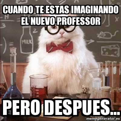 Meme Chemistry Cat - cuando te estas imaginando el nuevo professor pero ...