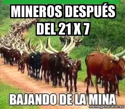 Meme Personalizado - Mineros despuÃ©s del 21 x 7 - 31024461