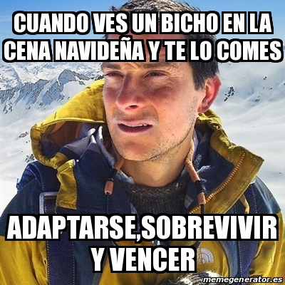Meme Bear Grylls - cuando ves un bicho en la cena navideÃ±a y te lo ...