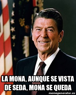 Meme Personalizado - LA MONA, AUNQUE SE VISTA DE SEDA, MONA SE QUEDA ...