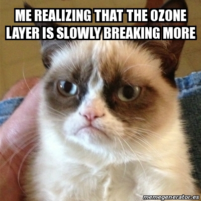 Meme Grumpy Cat - ME REALIZING that the ozone layer is slowly breaking ...