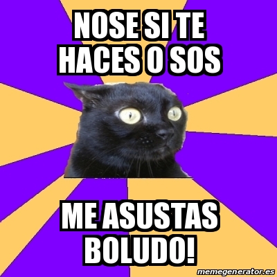 Meme Anxiety Cat - Nose si te haces o sos Me asustas boludo! - 31280307