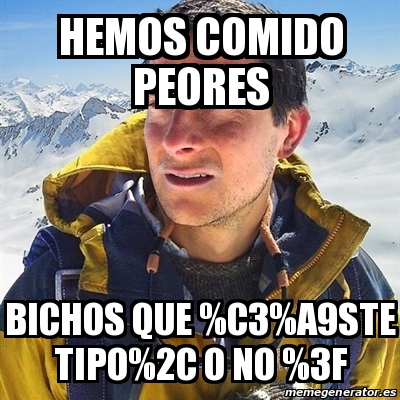 Meme Bear Grylls - Hemos comido peores bichos que %C3%A9ste tipo%2C o ...