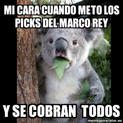 Meme Koala - Mi cara cuando meto los picks del marco rey Y se cobran ...