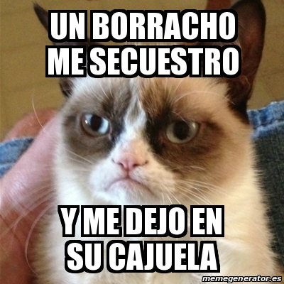 Meme Grumpy Cat - un borracho me secuestro y me dejo en su cajuela ...