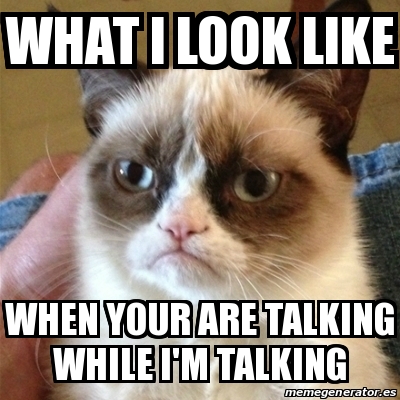 Meme Grumpy Cat - What I look like When your are talking While I'm ...