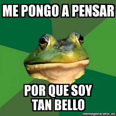 Meme Foul Bachelor Frog - me pongo a pensar por que soy tan bello ...