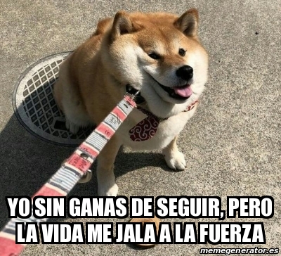 Meme Personalizado - Yo sin ganas de seguir, pero la vida me jala a la ...