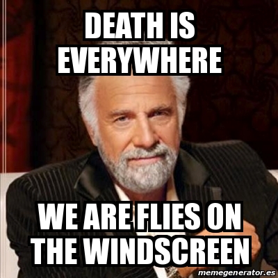 Meme Most interesting man - Death is everywhere We are flies on the ...