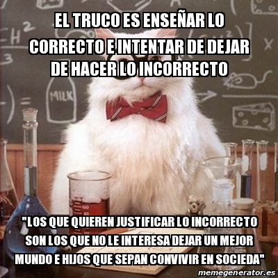 Meme Chemistry Cat - el truco es enseÃ±ar lo correcto e intentar de ...