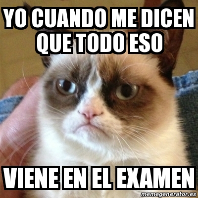 Meme Grumpy Cat - Yo cuando me dicen que todo eso Viene en el examen ...