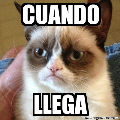 Meme Grumpy Cat - Cuando llega - 31407518