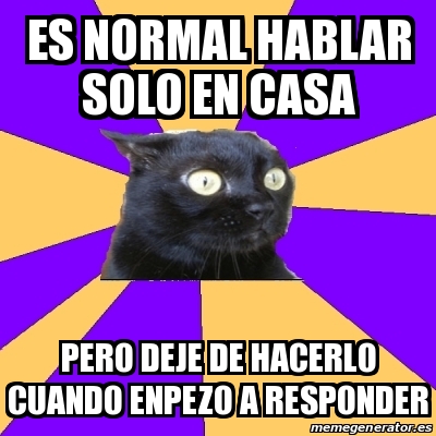 Meme Anxiety Cat - Es normal hablar solo en casa Pero deje de hacerlo ...