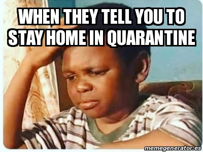 Meme Personalizado - When they tell you to stay home in quarantine ...