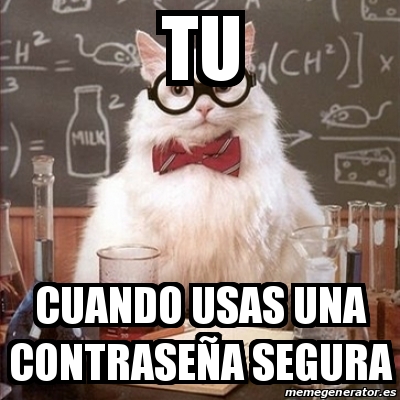 Meme Chemistry Cat - tu cuando usas una contraseÃ±a segura - 31458171