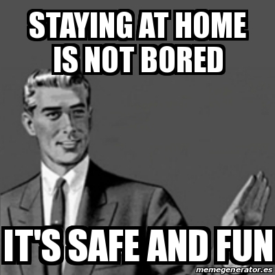 Meme Correction Guy - staying at home is not bored it's safe and fun ...