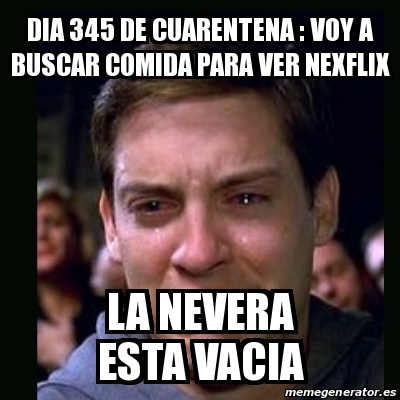 Meme crying peter parker - Dia 345 de cuarentena : voy a buscar comida ...