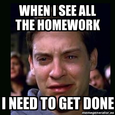 Meme crying peter parker - when i see all the homework i need to get ...